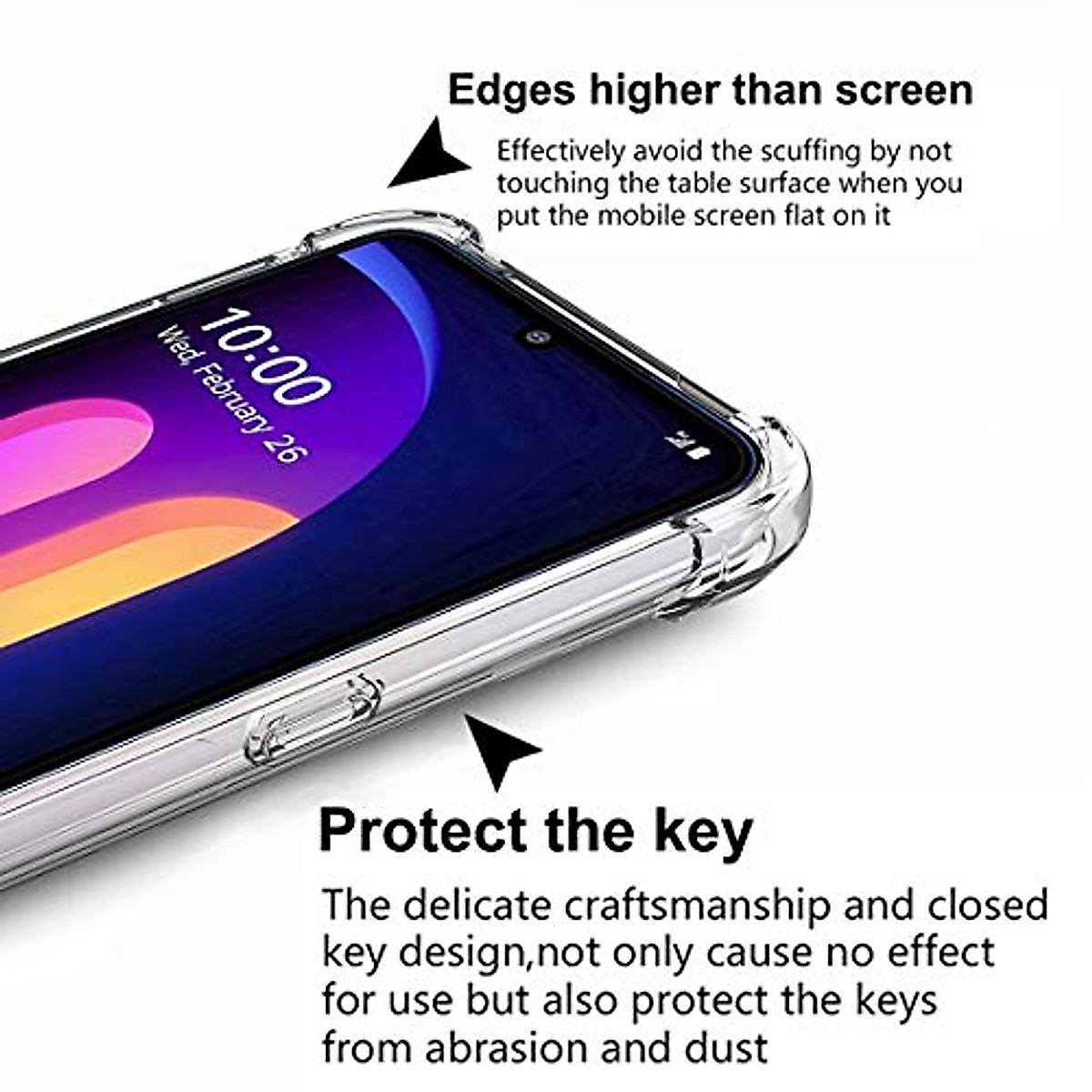 Osophter for LG V60 ThinQ Case, LG V60 Case Clear Transparent Reinforced Corners TPU Shock-Absorption Flexible Cell Phone Cover for LG V60 ThinQ(Clear)