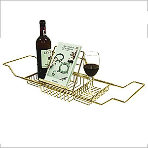 OldPAPA Bathtub Trays, Stainless Steel Expandable Shower Bathtub Tray Over Bath Tub Racks Shower Organizer with Removable Book Holder - Non-Slip Grip | Fits Most Tubs