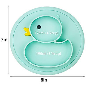 Baby Divided Plate Silicone 2 Set- Portable Non Slip Child Feeding Plate for Children Babies and Kids BPA Free Baby Dinner Plate Microwave Dishwasher Safe