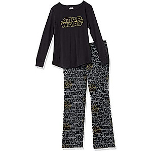 Amazon Essentials Disney | Marvel | Star Wars Women's Flannel Pajama Sleep Sets, Star Wars Logo - Womens, Large