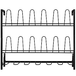 MyGift Premium Black Metal Hanging Wall Shoe Rack for Walk in Closet, Mudroom and Entryway, Wall Mounted Space Saving Boot and Shoe Rack Organizer, Holds 9 Pairs