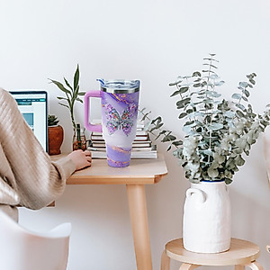 PERRIFIC 40 oz Tumbler with Handle and Straw Lid Leak Proof | You're Awesome Inspirational Mother's Day Birthday Gifts for Women Men Coworker Friends | Stainless Steel Cup Dishwasher Safe