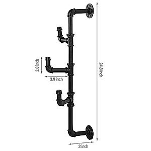 MyGift Wall Mounted Industrial Black Metal Vertical Hat and Coat Rack with 3 Adjustable Arm Hooks, Entryway Organizer Coat Hooks, Set of 2