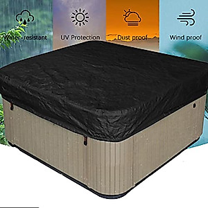 Klzzuk Square Hot Tub Cover Weather Resistant UV-Anti Outdoor SPA Cover Swimming Pool Protector Dust Cover for Hot Tub Garden Furniture (220 * 220 * 90cm,Beige)