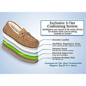 MySlipper Men's Size 11 Black Moccasin Slippers By:MyPillow