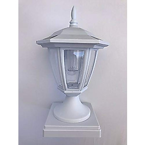 AFFORDABLE Outdoor Garden Set of 2 Solar White Finish Color Hexagon 4"X4" Fence Post Cap Light with White SMD LEDs for 4"x4" Wood & PVC Fence Post