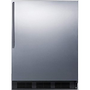 Summit Appliance FF6BKSSHV Freestanding Counter Height All-refrigerator for General Purpose Use with Auto Defrost, Stainless Steel Wrapped Door, Professional Thin Handle and Black Cabinet