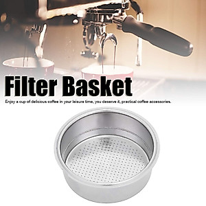 Double Layer Stainless Steel UltraFine Coffee Filter Basket, Double Cup Coffee 51mm Pressurized Porous Filter Strainer, Coffee Machine Replacement Accessories Silver