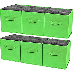 Greenco Foldable Storage Cubes, 6 pcs (Green) | Closet Organizer Storage Basket/Box/Bin/Shelf | Cube Storage Organizer | Collapsible Storage Bins Boxes | Non-woven Cloth Fabric Bin Drawers/Baskets