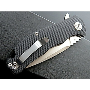 Eafengrow CH3504-G10 Flipper Folding Knife Camping Fruit Pocket Knives EDC Tools D2 Blade Ball Bearings Outdoor Tool (black)
