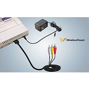 AC Power Supply + Audio Video RCA AV Cable Adapter Cord To External TV Screen Monitor For Super Nintendo SNES Nes Genesis 1 Systems Game Console Bundle Set