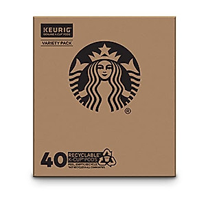 Starbucks K-Cup Coffee Pods—Flavored Coffee—Variety Pack for Keurig Brewers—Naturally Flavored—100% Arabica—1 box (40 pods total)
