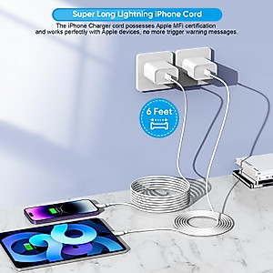Long iPhone Charger Super Fast Charging,[Apple MFi Certified] 2Pack USB C iPhone Fast Charger Block 6FT Type C to Lightning Cable Cord Apple Charging for iPhone 14 13 12 11 Pro Max XS XR X 8 Plus iPad