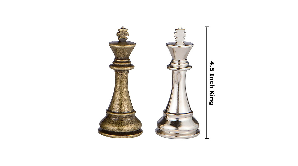 Janus Extra Heavy Metal Chess Pieces - 4.5" King