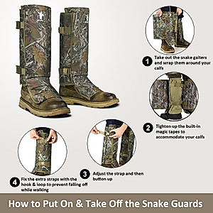 GearOZ Snake Gaiters Snake Chaps, Waterproof Lower Legs Snake Guards, Snake Bite Protective Gaiters, Anti-Snake Boots for Men/Women, Adjustable Size for Hunting/Hiking/Farm Working, Camo