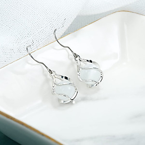 TGNEL Spiral Ball Titanium Dangle Earring Charms, Fashion Simulated Opal Drop Earrings Titanium Earrings for Women Sensitive Ear