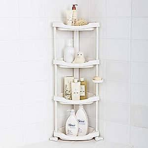 Tenby Living Corner Shower Caddy - 4 Shelf Shower Organizer Caddie with Movab.