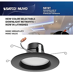 Satco (8 Pack) Led Color Selectable Downlight Retrofits, Part Number S11835, 9 Watt; 5 Inch - 6 Inch; Cct Selectable; 120 Volts; Dimmable; Black Finish for Industrial and Commercial Use