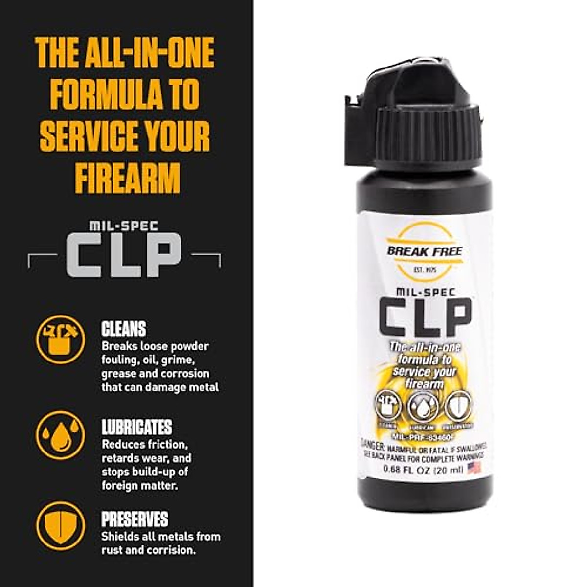 Break Free CLP Cleaner Lubricant and Preservative Gun Cleaner, Synthetic Oil, 68 fluid ounces
