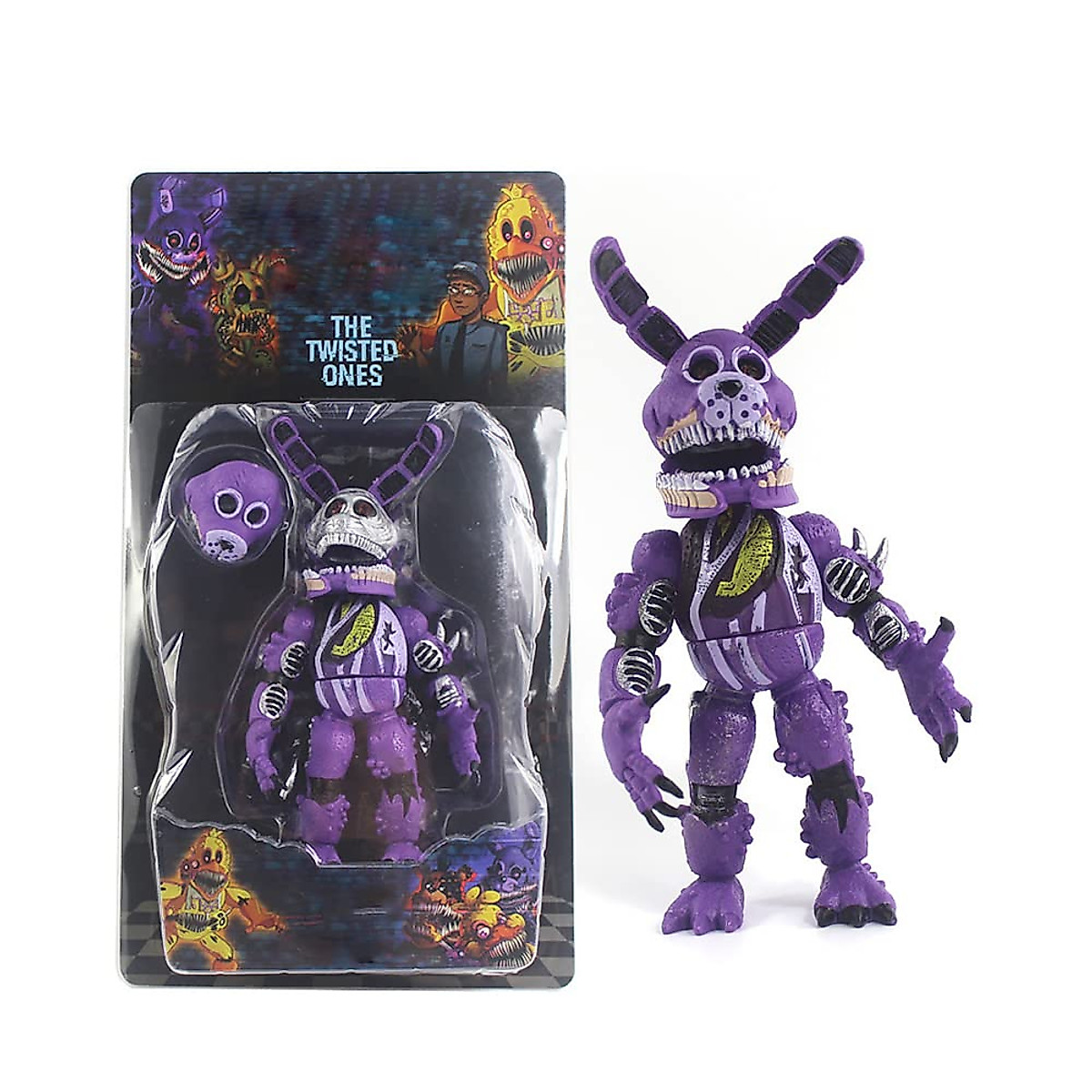 YLEAFUN Five Night Game Pizzeria Simulator, Action Figure Toy 6.5-Inch, Animatronics [Nightmare Foxy/Bonnie/Fazbear/Chica]