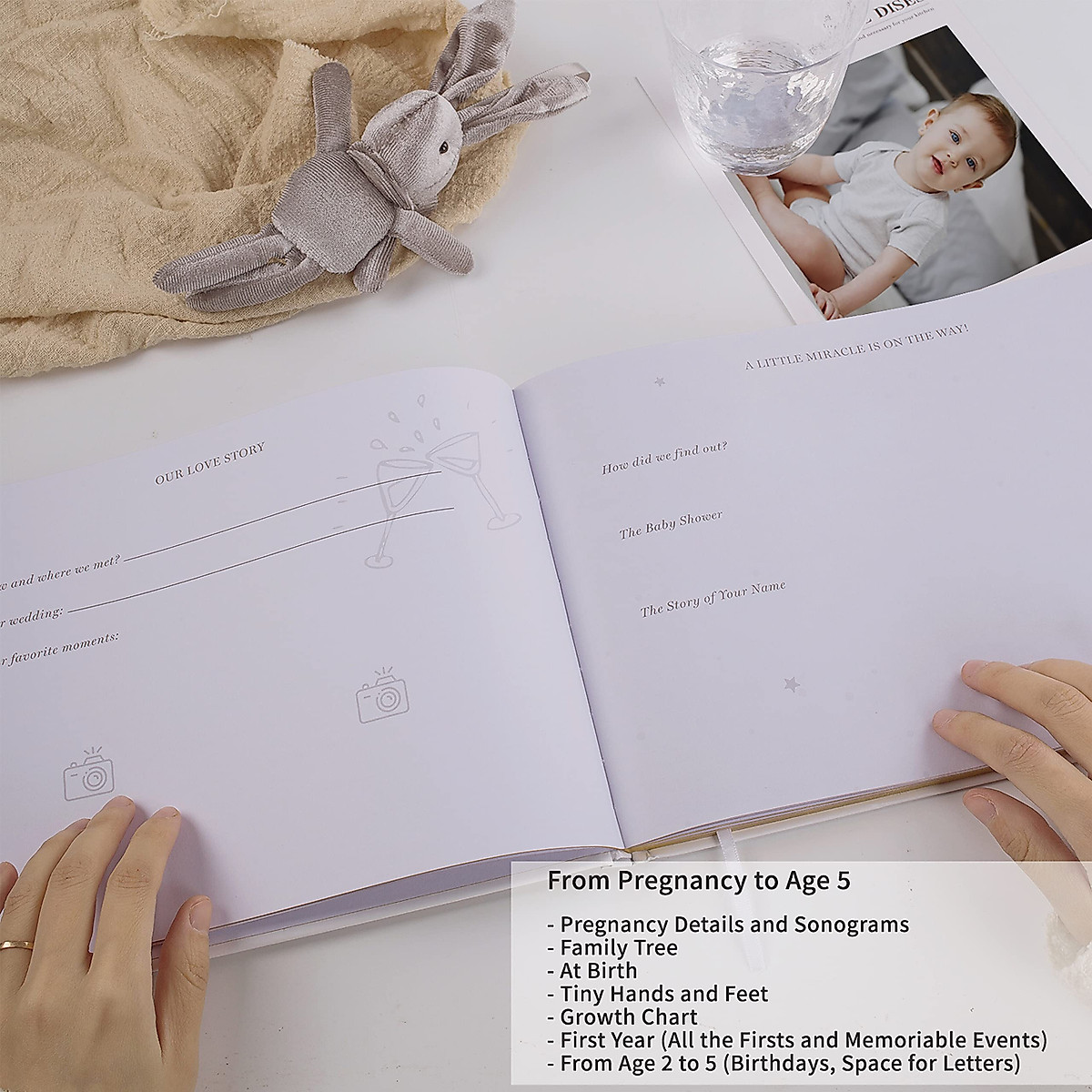 Mon Petit Amour Baby Memory Book From Pregnancy to First 5 Years Minimalist Gender Neutral Scrapbook Album Baby Girl or Boy Baby Record Books MJP0001 0