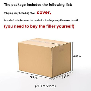 RAINBEAN Bean Bag Chair Cover(it was only a Cover, not a Full Bean Bag) Chair Cushion, Big Round Soft Fluffy PV Velvet Sofa Bed Cover, Living Room Furniture, Lazy Sofa Bed Cover,5ft Snow Gray