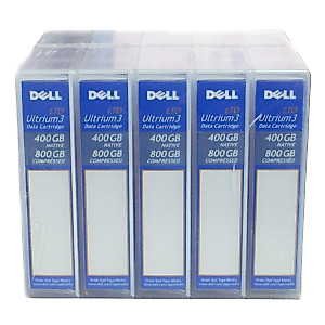 Genuine OEM 5-Pack Dell HC591 HC593 RC922 400 GB (Native) / 800GB (Compressed) LTO LOT-3 Ultrium3 Data Tape Cartridge Compatible Part Numbers: HC591, HC593, RC922