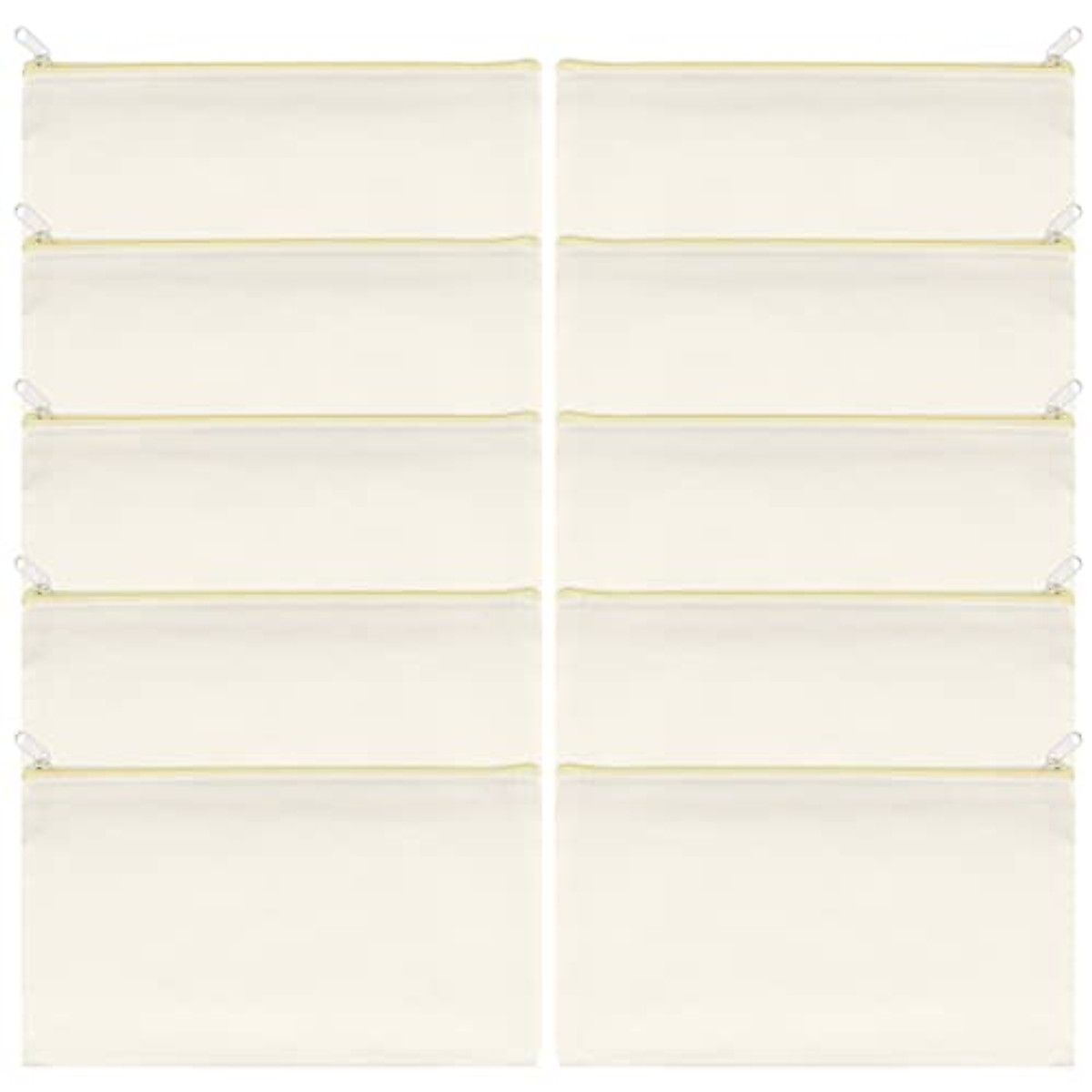 Enenes 10 Pack Blank DIY Canvas Zipper Bags Zipper Craft Bag Canvas Bag for Storage Small Items (8.3'' x 4.8'' 10 Pieces/Pack) (White)