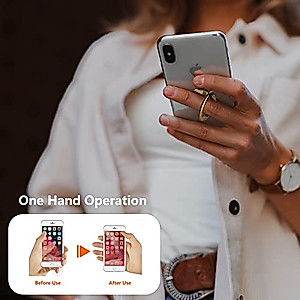 MAXBUS Cell Phone Ring Holder Stand,360 Degree Rotation Finger Ring Kickstand with Polished Metal Phone Grip for Magnetic Car Mount , Compatible with All Smartphones ,Smartphone Accessories(Gold)