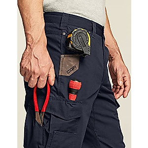 CQR Men's Ripstop Work Pants, Water Resistant Tactical Pants, Outdoor Utility Operator EDC Straight/Cargo Pants, Work Cargo Police Navy, 34W x 32L