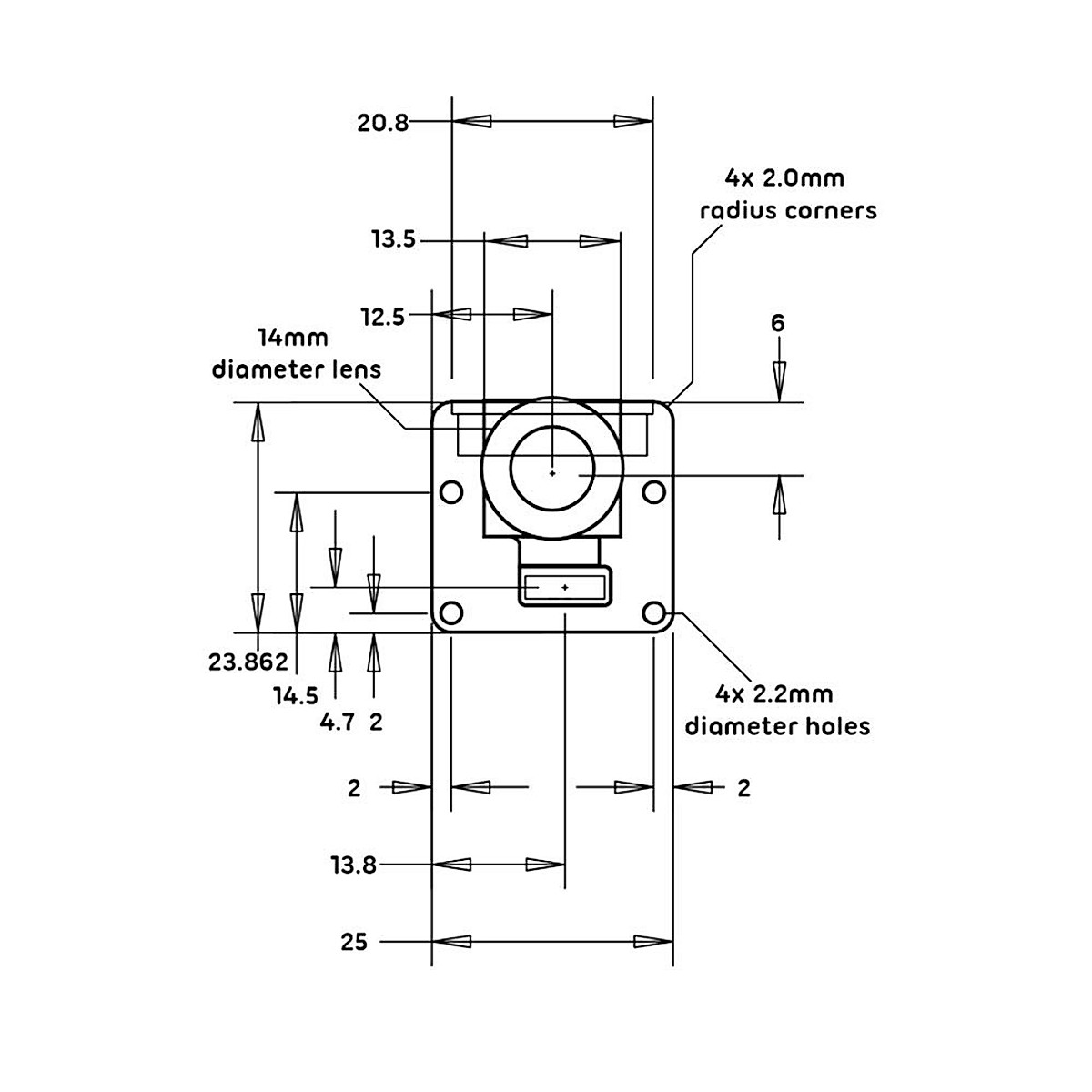 Arducam Mini 8MP IMX219 Camera Module for Jetson Orin NX/AGX Orin, with Low Distortion 105°(D) FOV M12 Lens, Compatible with Raspberry Pi CM3 / CM3+
