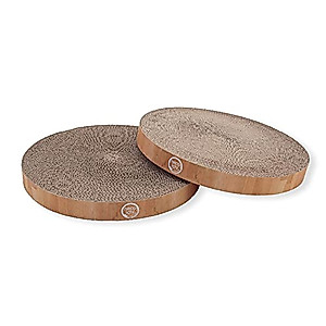 Cozy Cat Scratcher Bowl Replacement Pad (2 Pack), 100% Recycled Paper, Chemical-Free Materials (Regular, Oak)