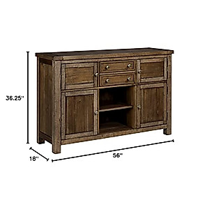 Signature Design by Ashley Moriville Rustic -Dining Room Buffet with 4 Cabinets & Display Shelf, Brown