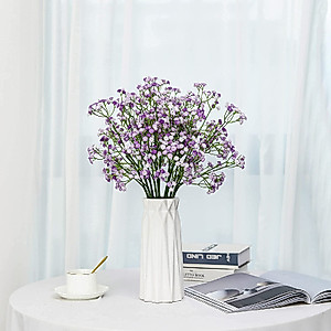 Hawesome 10 Pcs Babys Breath Artificial Flowers Gypsophila Real Touch Flowers Fake Bouquet Home Wedding Garden DIY Decor(Purple)
