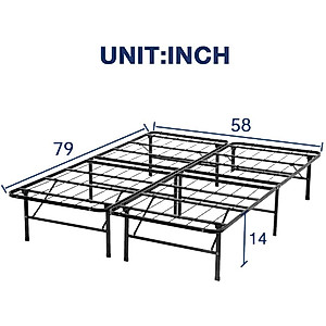 Queen Bed Frame Metal Platform Bed Frame Queen Size 14 Inch Mattress Foundation Box Spring Replacement Heavy Duty Steel Slat Noise-Free Easy Assembly,Black