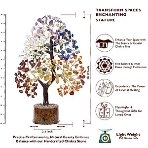 7 Chakra Tree of Life - Crystal Tree - Crystal Tree for Positive Energy - Gemstones and Crystals - Feng Shui Tree - Gem Tree Stones - Crystal Gifts - Home Decor - Chakra Decor - Spiritual Gifts