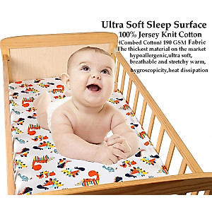 Jersey Cotton Bassinet Sheet Set 3 Pack Fitted Cradle Sheets, Ultra Soft Stretch 190 GSM, for Baby Boy, Universal Fit Rectangle Oval Hourglass Bassinet Mattress, Dinosaur Elephant Koala