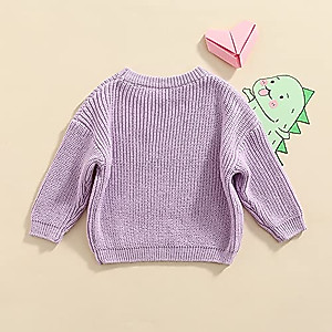 Yony Cles Baby Girls Clothes Fall 3 6 9 12 18 24 Months Toddler Girl Pullover Sweaters 2T 3T 4T 5T Kids Winter Warm Outfits Purple