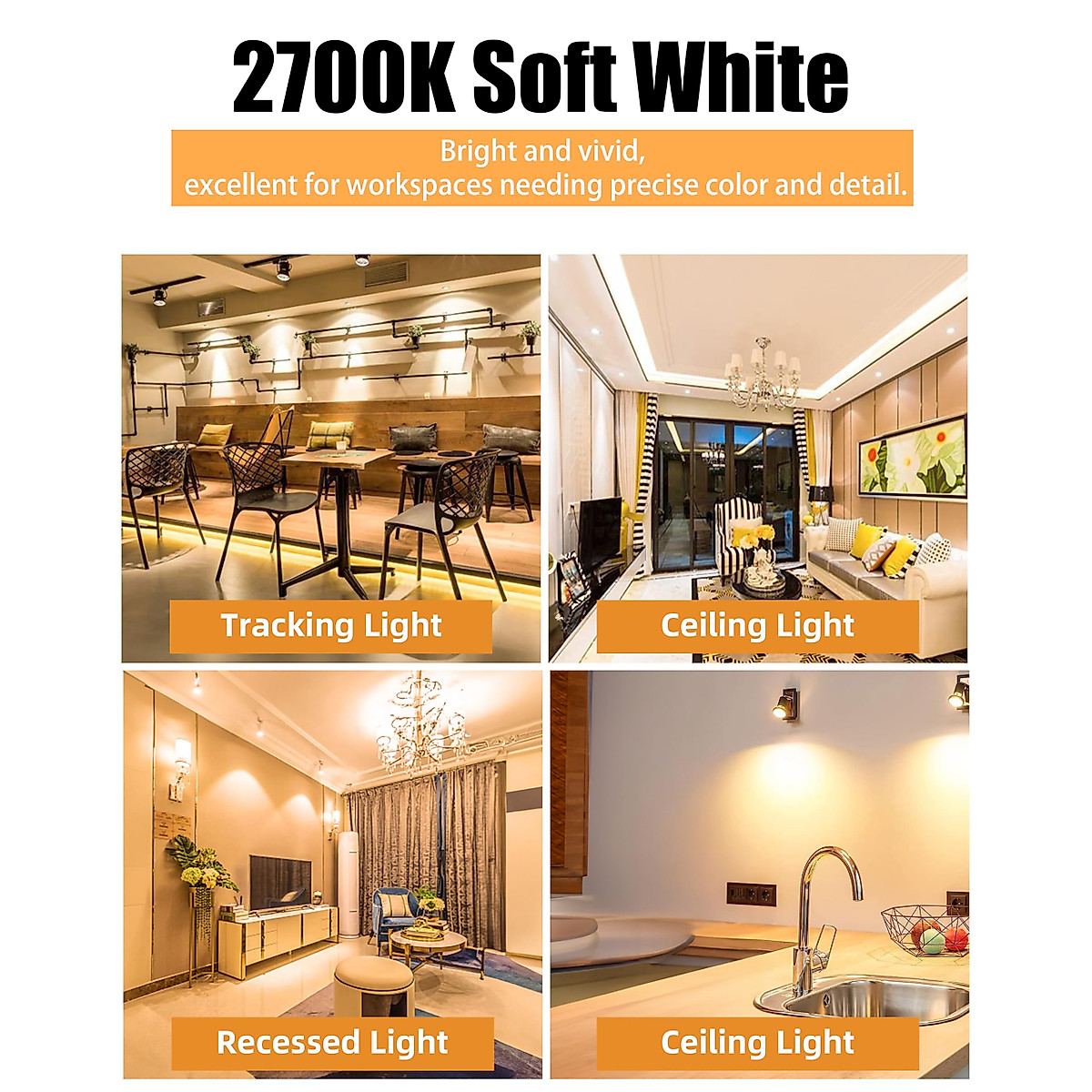 Lumiverse GU10 LED Bulbs, Dimmable, 2700K Soft Warm White, 5.5W 500lm [50W Equivalent], Par16 Led Bulbs for Track Lighting, 40° Beam Angle, ampoule led, UL Listed, 6 Pack