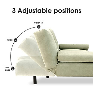Vyfipt Convertible Futon Sofa Bed,Modern Armrests Sleeper Couch Daybed with 2 Cup Holders,Folding Sofa for Studio Living Room, Apartment, Office,Lounge,Sage Gray