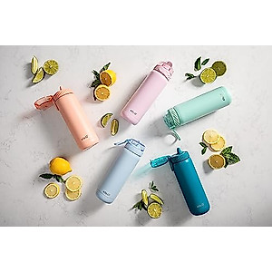 Ello Cooper 22oz Stainless Steel Water Bottle with Straw and Carry Handle, Double Walled and Vacuum Insulated Metal, Leak Proof Locking Lid with Soft Silicone Spout, Reusbale, BPA Free, Antigua