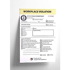Office Workplace Violation Notice, Funny Workplace Violation Sticky Note pad, 4 x 6-inches, 50 Sheets