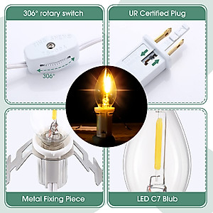 24 Packs Accessory Cord with LED Light Bulb, 6 Ft Warm Light Accessory Cord Kit (White)