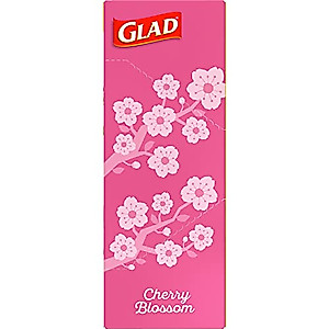 Glad OdorShield Small Drawstring Trash Bags, 4 Gallon Trash Bag, Febreze Cherry Blossom, 34 Count (Package May Vary)