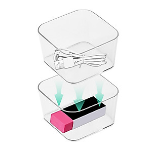 6pcs Clear Acrylic Storage Container, Desk Organizer Drawer Square Tray, Small Makeup Vanity Storage Bins Widely for Kitchen Cabinet, Tool, Office Desk, Gadgets, Pens, Paper Clips, No Lid