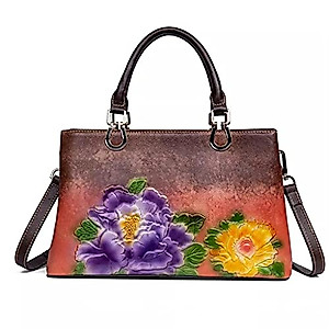 WYKDD Women's Tote Bags Vintage Embossed Handbags Large Capacity Shoulder Bags (Color : Black, Size