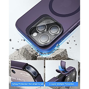 Facbiny for iPhone 14 Pro Max Case with Stand, Compatible with MagSafe, Full Camera Cover Protection with 9H HD Tempered Glass, Military-Grade Protection, Magnetic Kickstand Phone Case, Purple