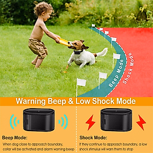 SUXIAN Electronic Dog Fence, Remote Dog Training Shock Collar & Underground/In-ground Electric Electronic Dog Boundary Containment Fence System,300m Wire, Harmless for All Dogs,for2dogs