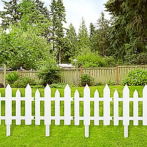 ELECLAND 6 Pieces Garden Fence with 6 Pieces Fence Inser White Plastic Fence Garden Picket Fence Edgings Lawn Flowerbeds Plant Borders Decorative Garden Yard