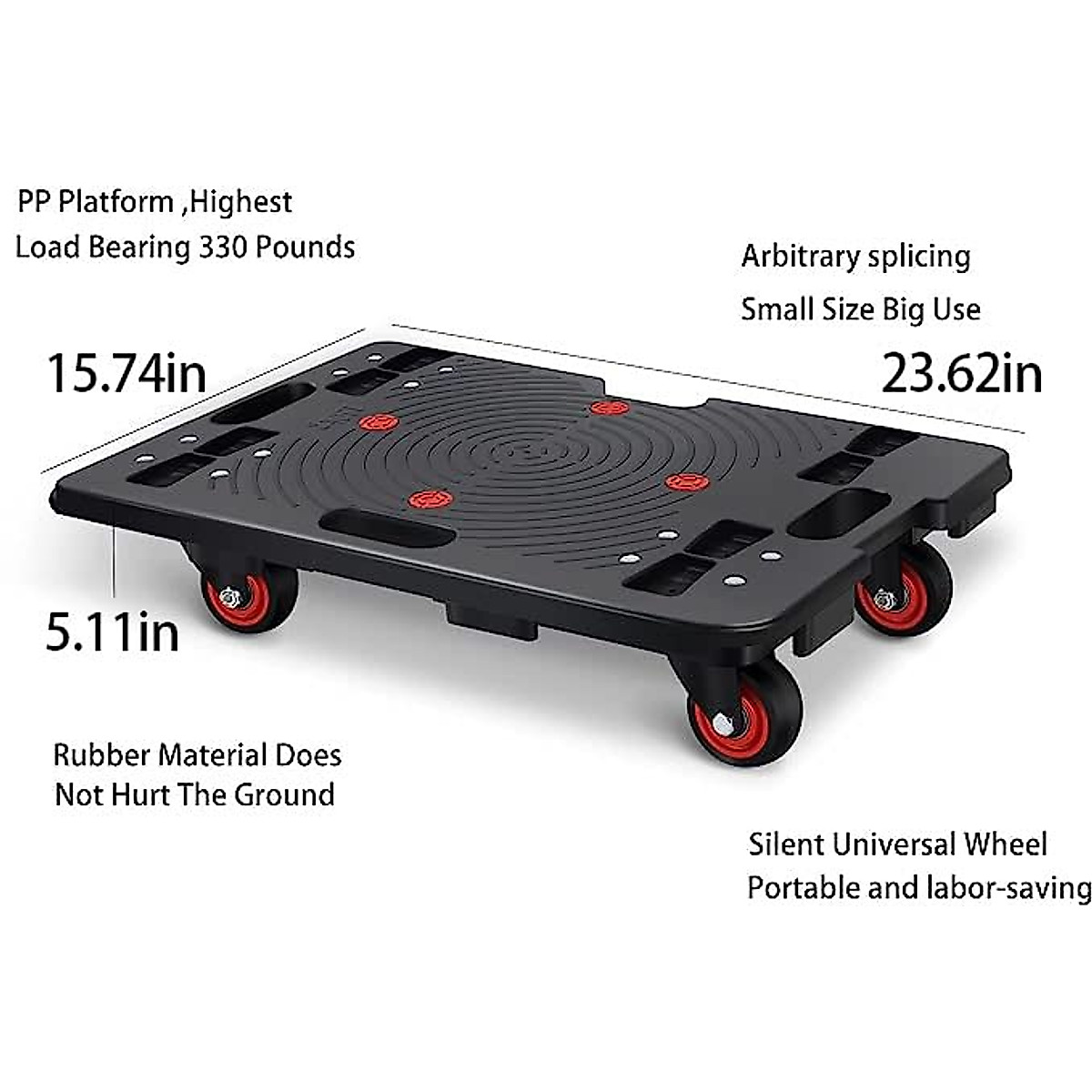 Uholan Set of Two Dolly Hand Truck Folding Cart with Wheels Easy Storage 360° Swivel Wheels Pulling Goods Mute Portable Load Bearing 660lb
